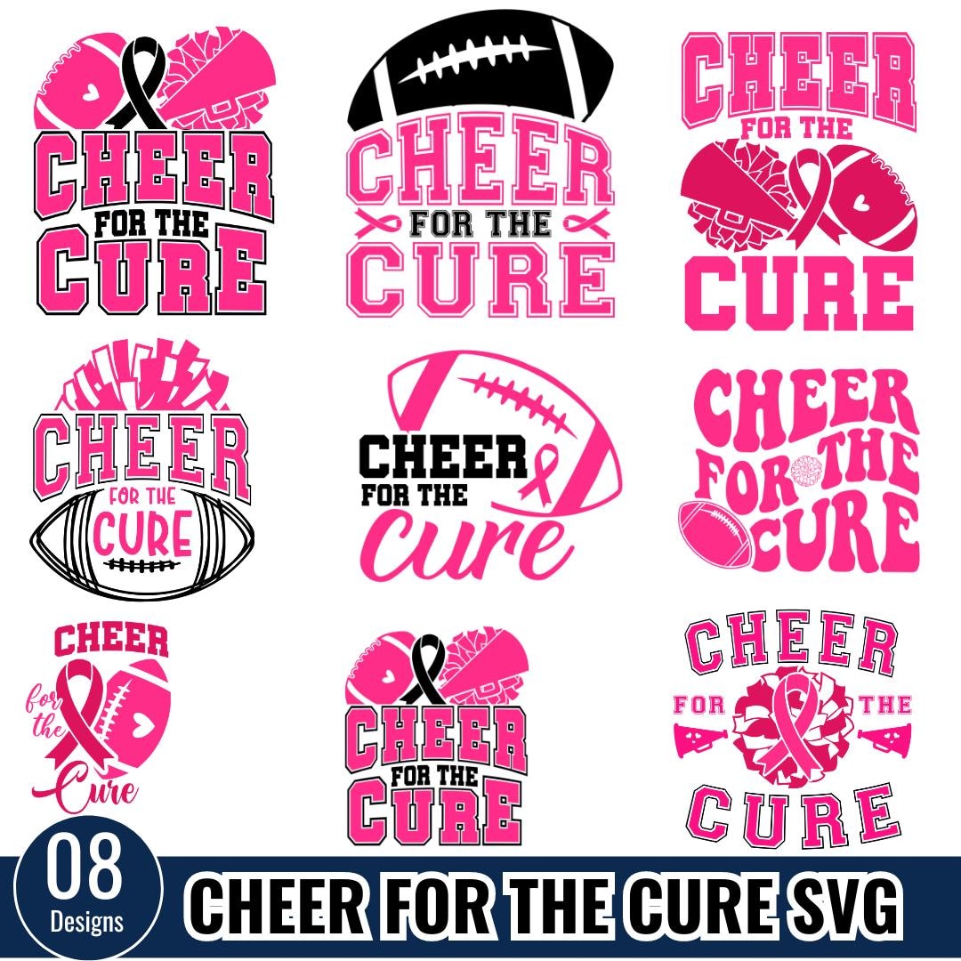 Cheer for the Cure Svg Bundle, Breast Cancer Svg, Cheerleader Svg ...