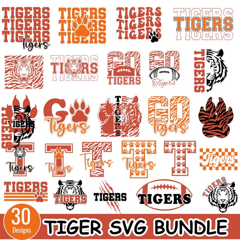 Tiger Football Svg - Etsy