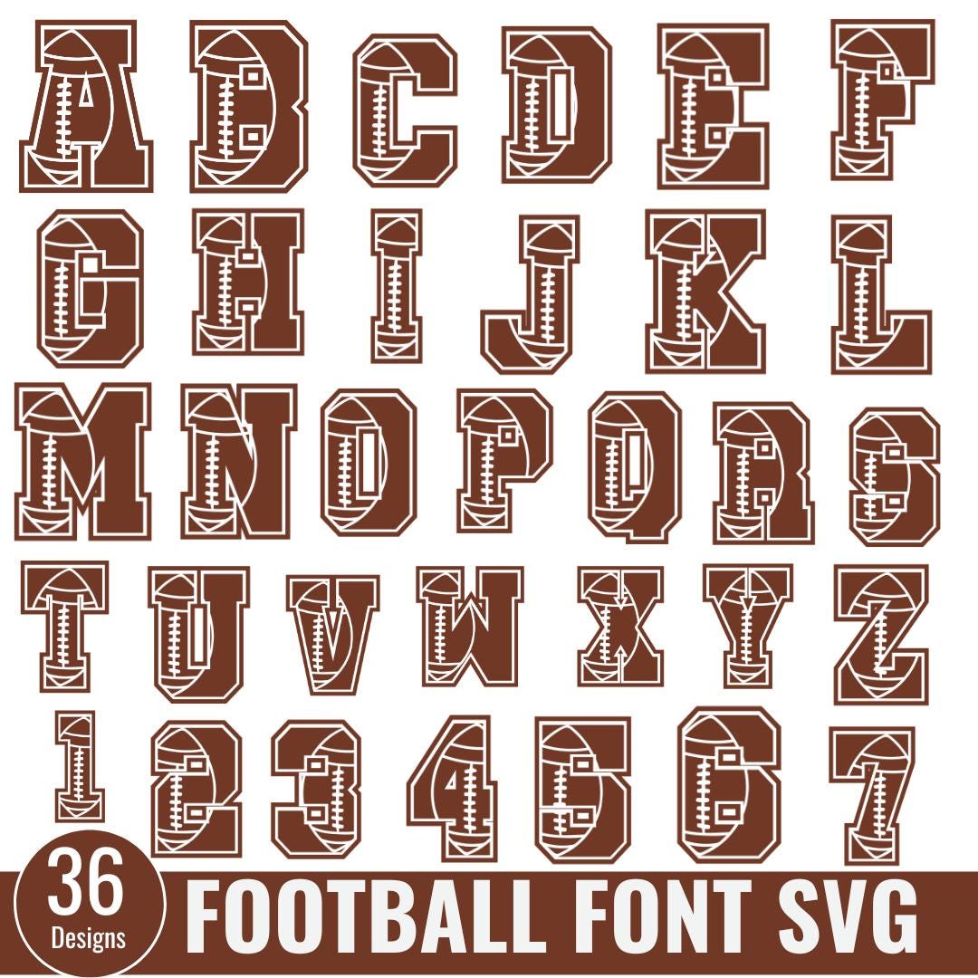 Football SVG Alphabet, Football Font SVG, Football Numbers Svg ,varsity ...