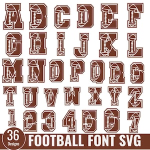 Football SVG Alphabet, Football Font SVG, Football Numbers Svg ,varsity ...