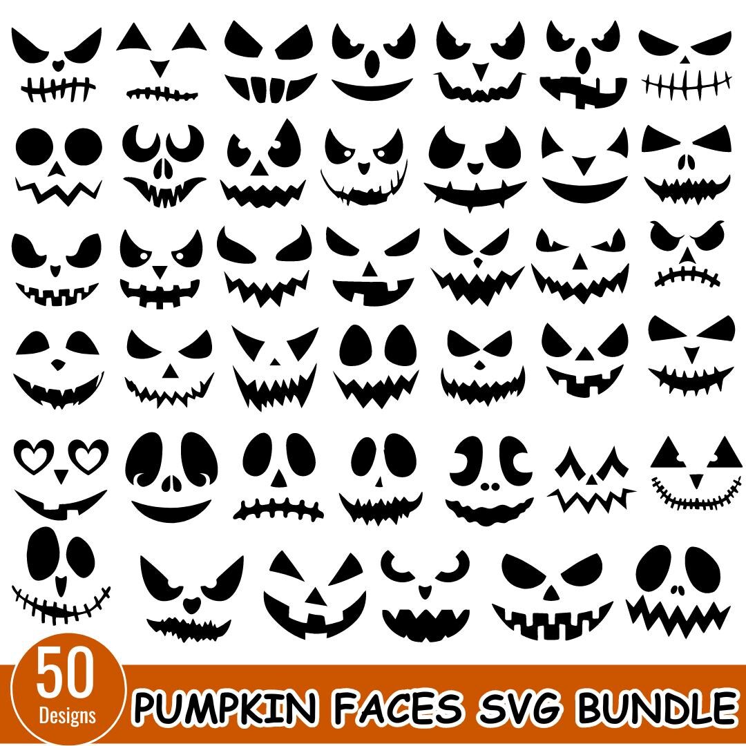 Pumpkin Face Svg Bundle,halloween Pumpkins Faces, Pumpkin Faces Clipart ...