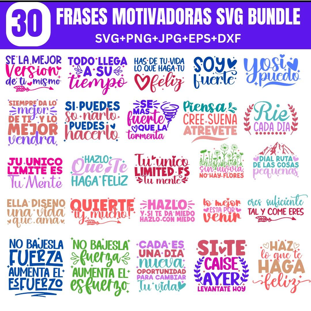 Spanish Sayings SVG Bundle, Frases Motivadoras Svg, Frases Religiosas ...