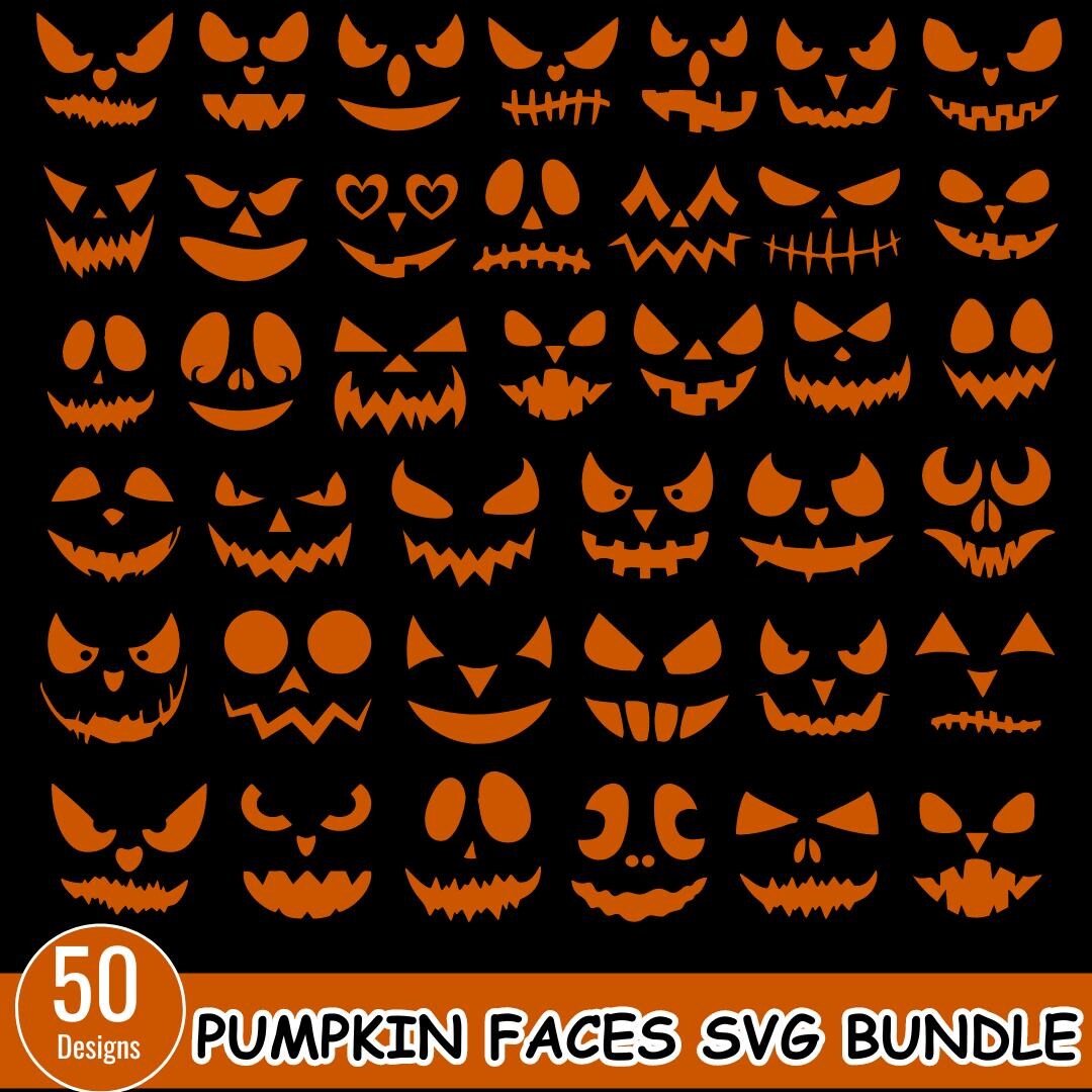 Pumpkin Face SVG Bundle, Halloween Pumpkins Faces, Pumpkin Faces ...