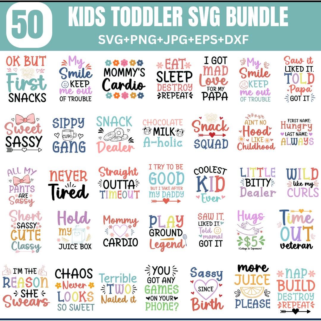 Kids Toddler SVG Bundle, Cute Child Png, Kid Toddler Boy Girl Shirt ...