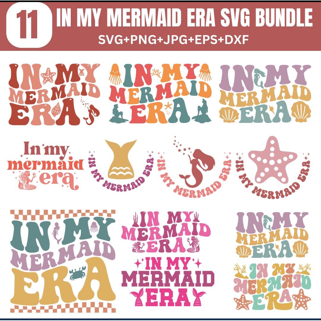 In My Mermaid Era Svg Bundle, Mermaid Birthday Girl SVG, Sea Beach SVG ...