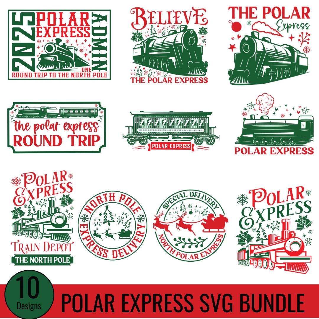 Polar Express PNG Bundle, All Aboard Polar Express Png, Believe North ...