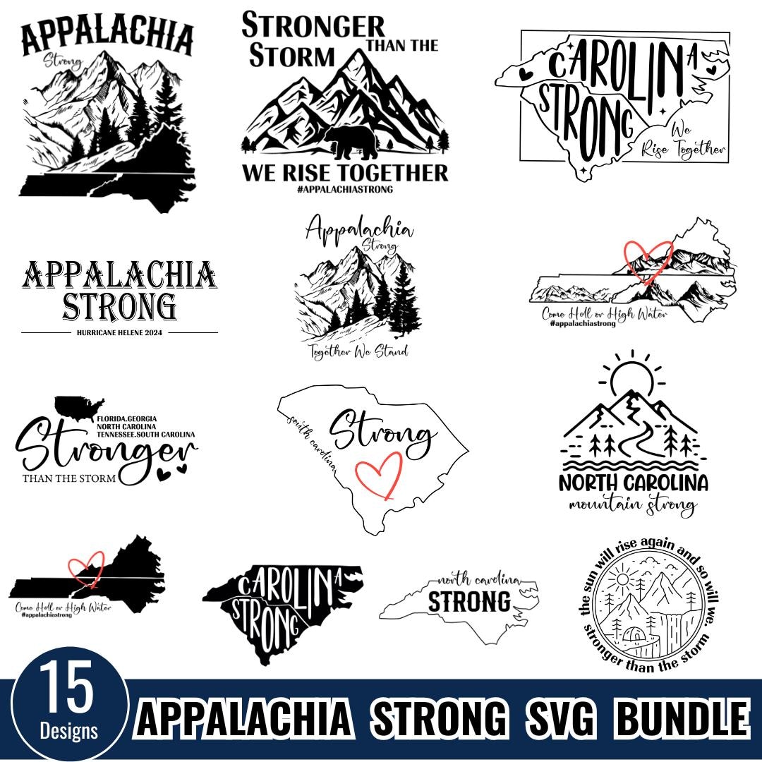 Appalachia Strong Svg Bundle, North Carolina Hurricane PNG, Hurricane ...