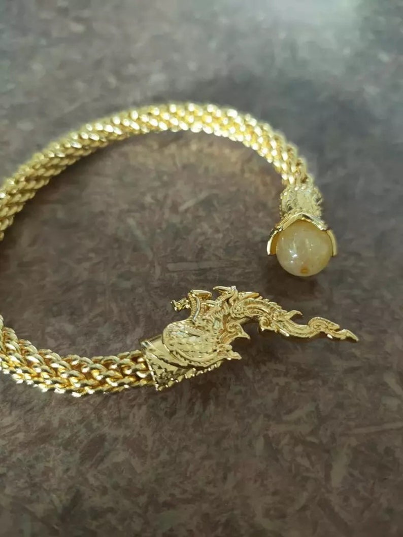 Bracelet Naga Snake Thai Amulet Brass Coated Magic Serpent Money Rich ...