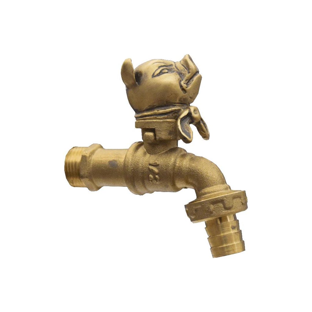 Brass Garden Tap Pig Head Spigot Faucet Vintage Yard Water Home Decor ...