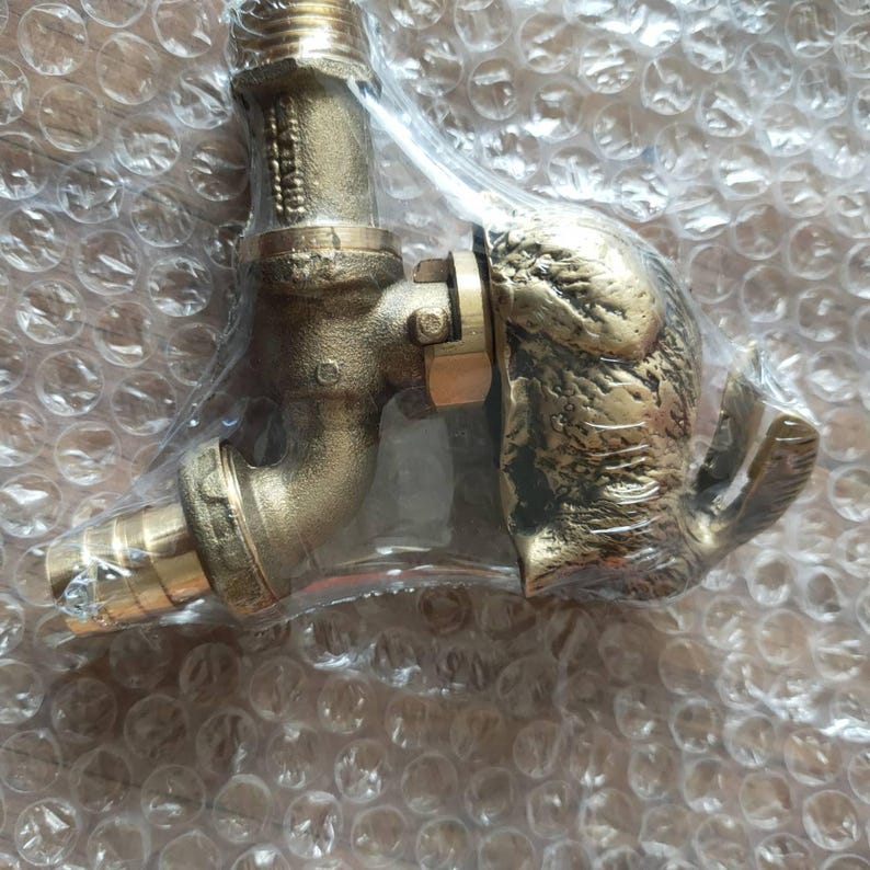 Brass Garden Tap Rabbit A Spigot Faucet Vintage Yard Water Home Decor ...