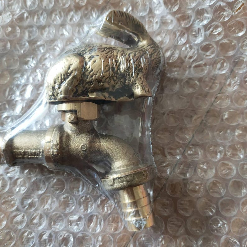 Brass Garden Tap Rabbit A Spigot Faucet Vintage Yard Water Home Decor ...