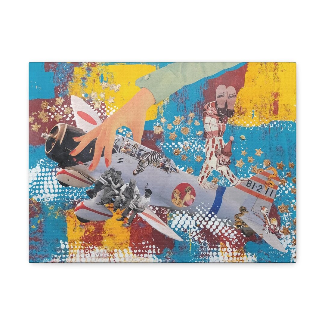 Buy Snakes and Everyone Else on a Plane Vintage Collage Canvas Gallery ...