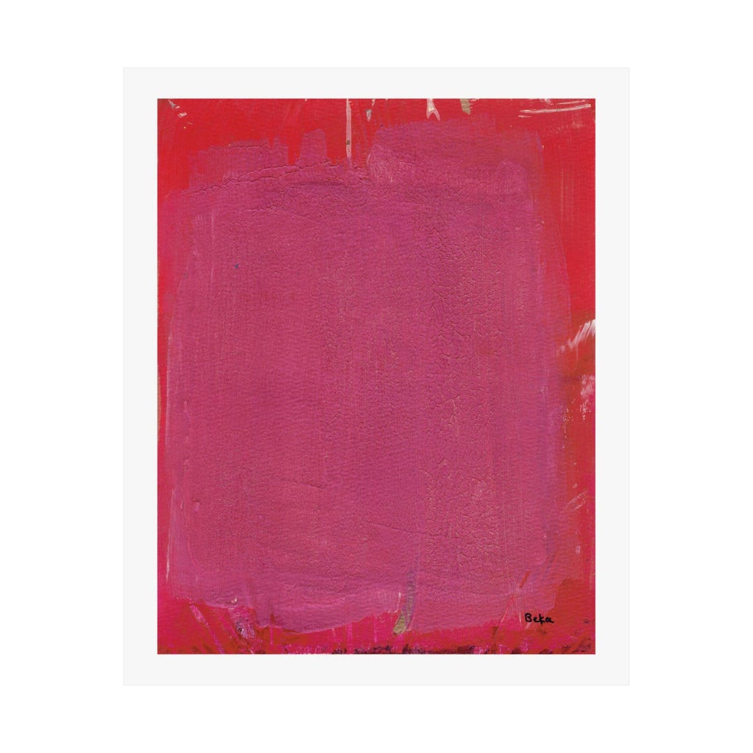 Red & Pink Color Blocked Art Print, Modern Abstract Paint Printing ...