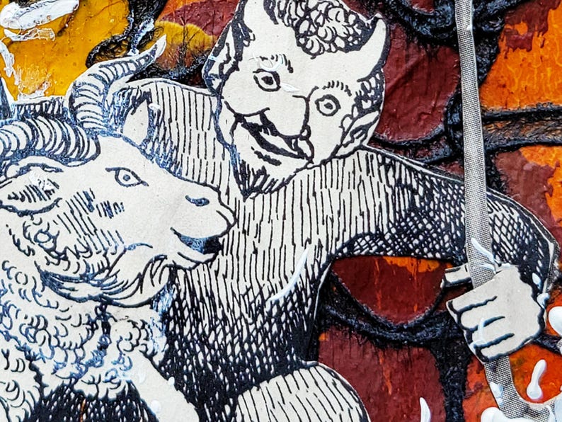 Devil Stealing Sheep Canvas Print, Pop Art Maximalist Eclectic Gallery ...