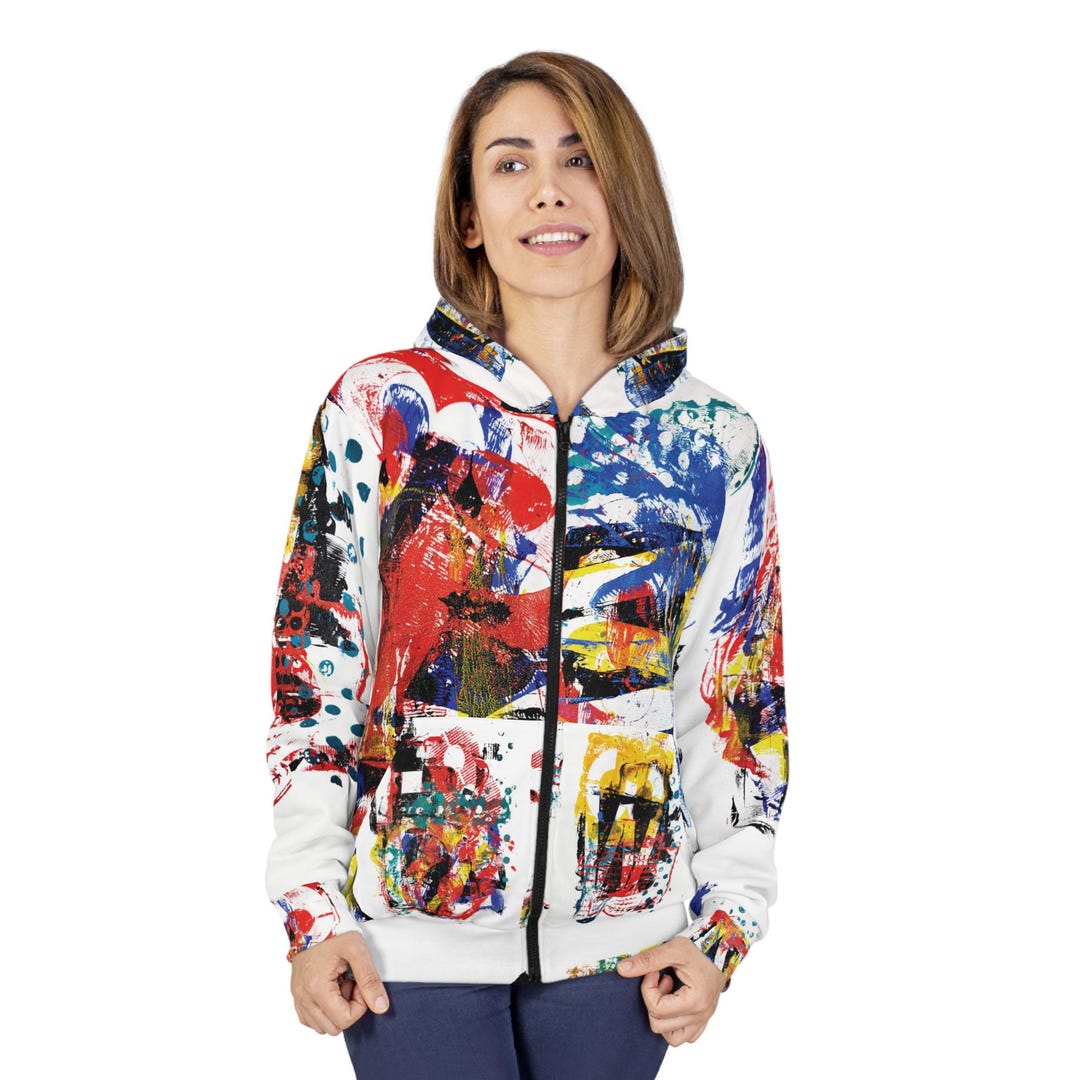 Brilliant Streetwear Zip Hoodie, Paint Drips Unisex Jacket, Colorful ...