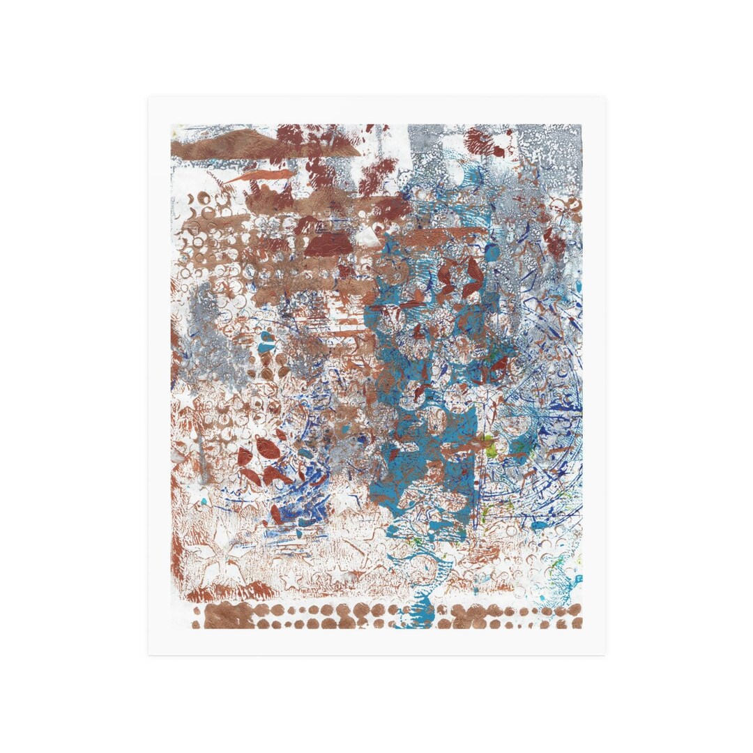 Satin Posters (210gsm) - Teal Mustard Bronze Abstract Art Print, Home ...