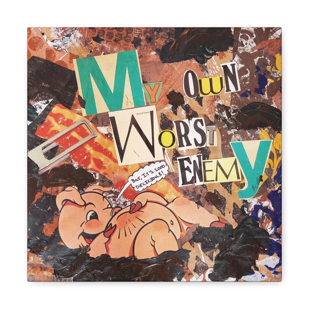 Pig Likes Bacon! | My Own Worst Enemy | Collage Print on Canvas | Funny ...