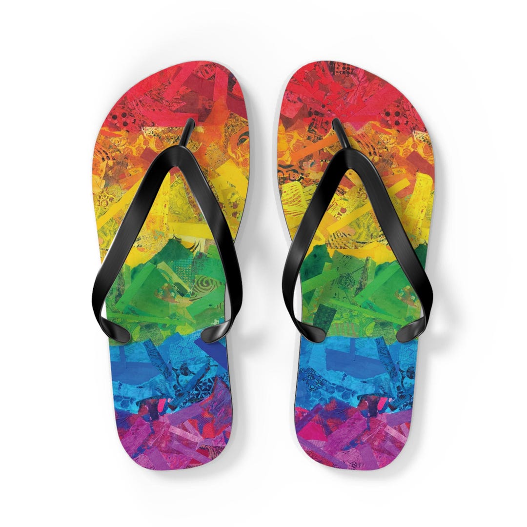 Rainbow LGBTQI+ Flip Flops, Pride Sandals, LGBTQ Pride Footwear ...