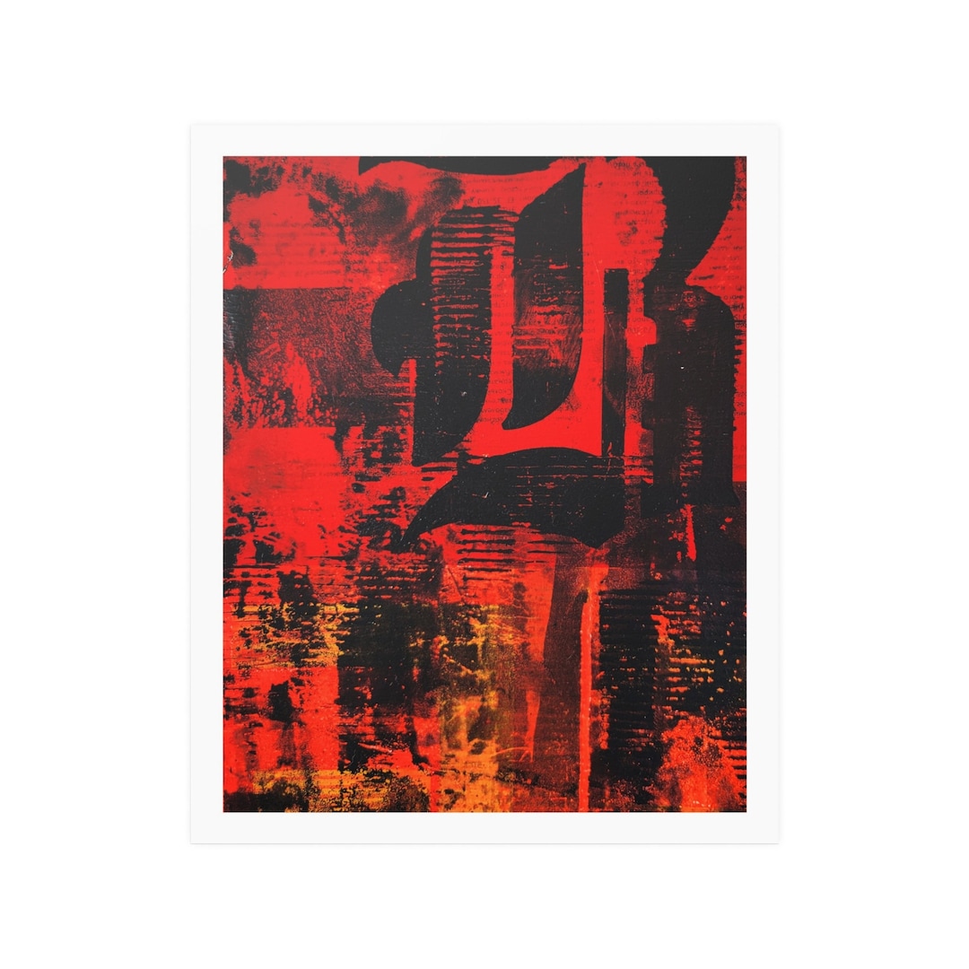 Gothic Letters in Vivid Orange - Dark Skyline | Art Print in Semigloss ...