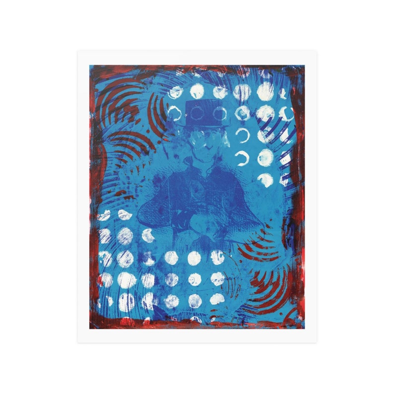 Surprised Cartoon Man With Nose in Top Hat Checking Watch | Art Print ...