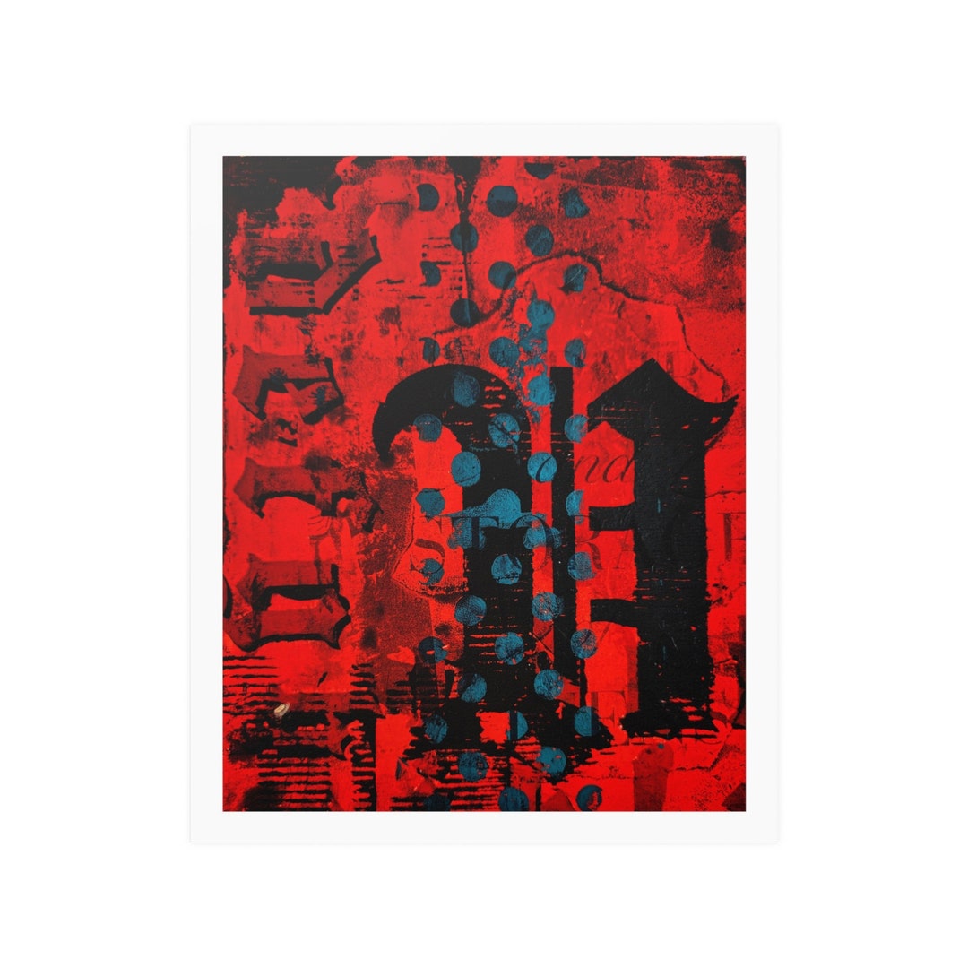 Gothic Letters in Vivid Orange - Green Polka Dots | Art Print in ...