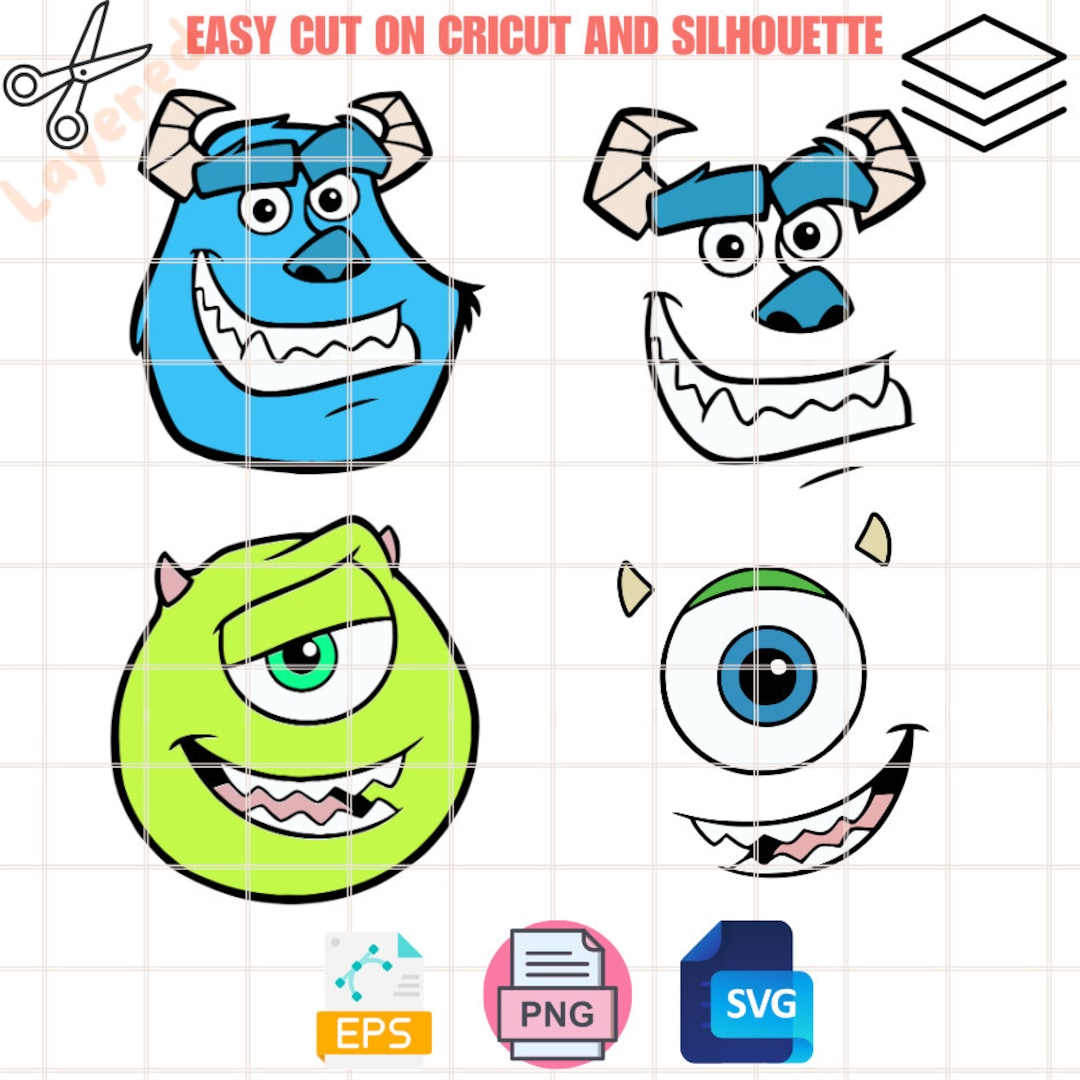 Monsters Inc SVG Mike and Sully SVG Design Files for Cricut Silhouette ...