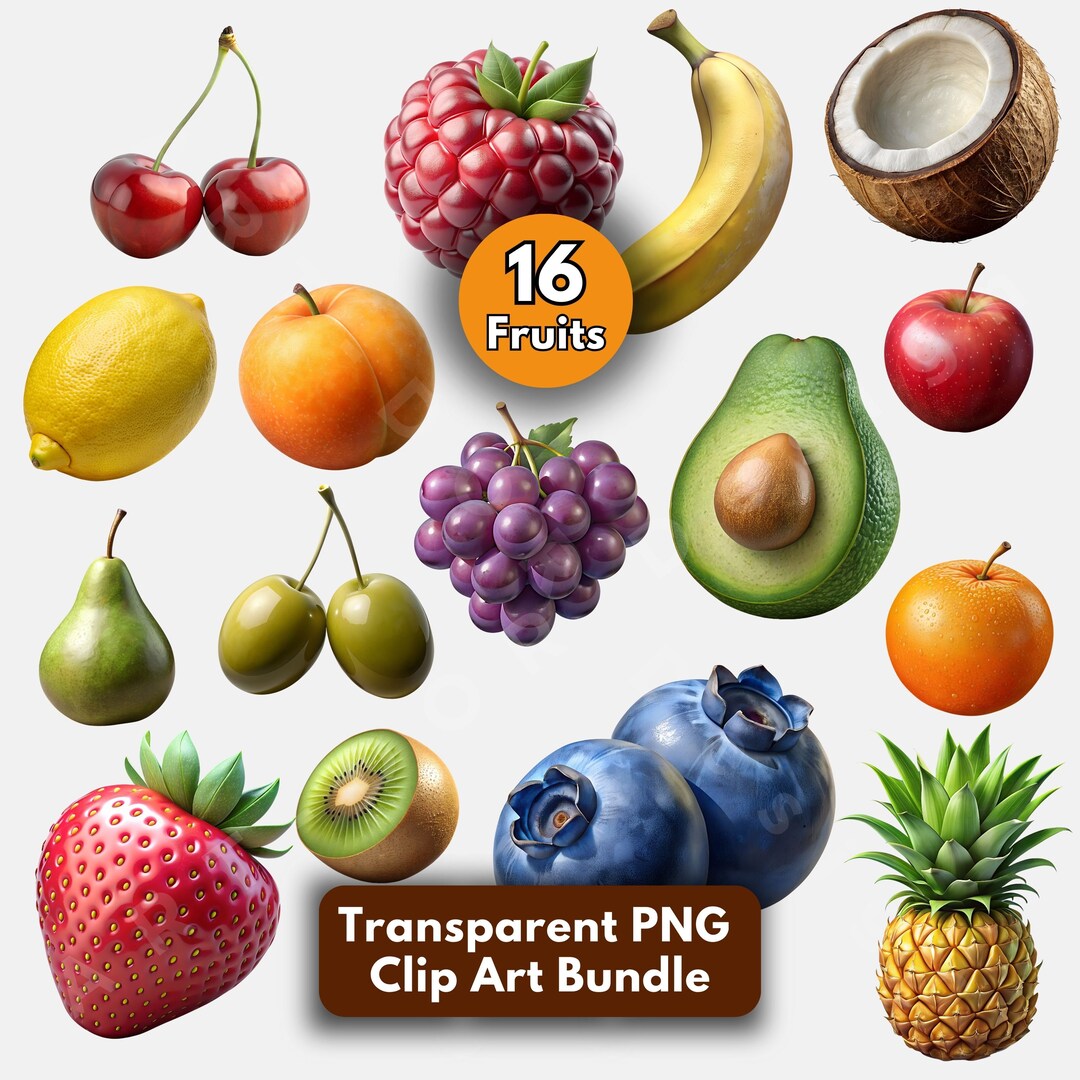 Render Fruit Images Clipart Bundle, Cartoon Fruit Picture, Popular ...