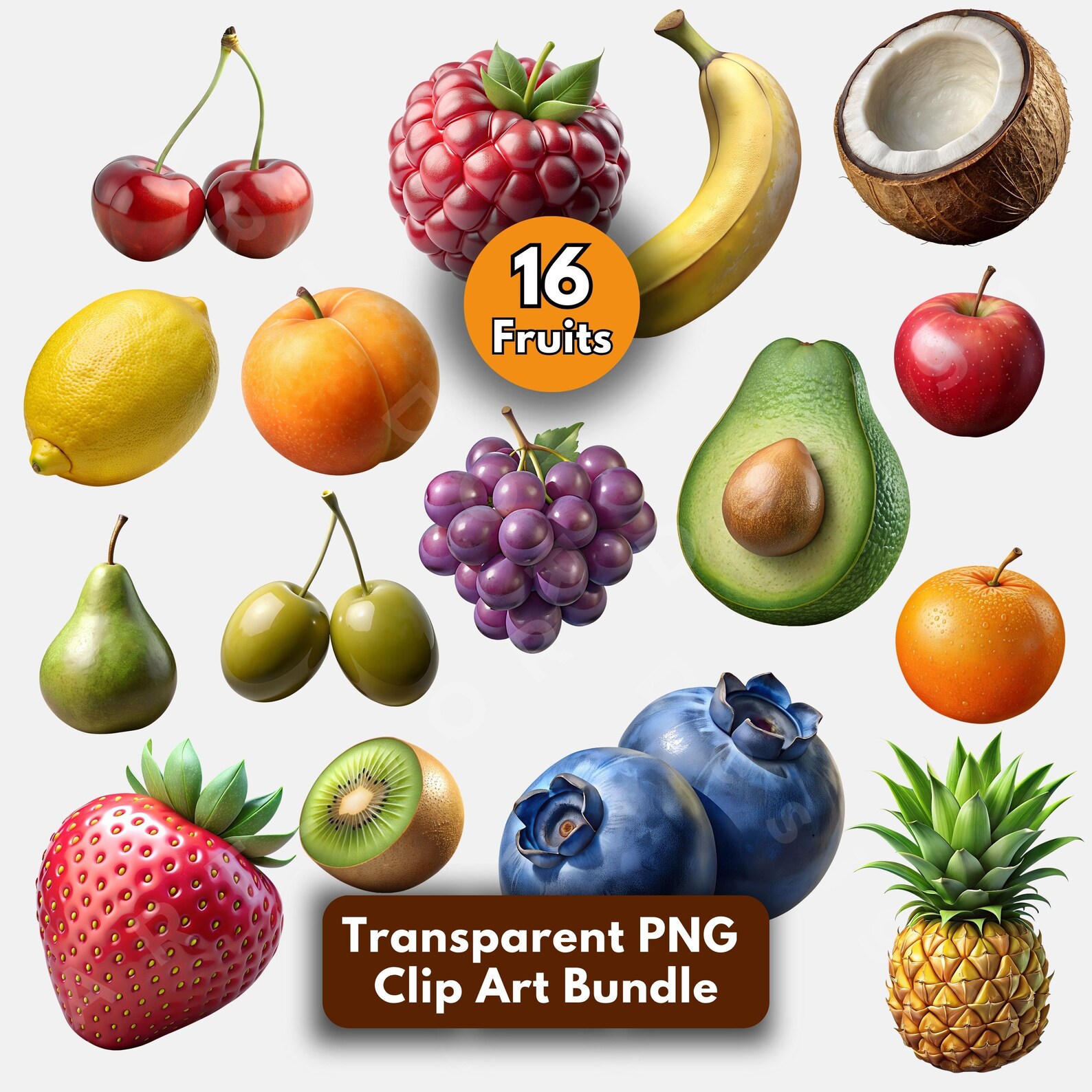 Render Fruit Images Clipart Bundle, Cartoon Fruit Picture, Popular ...