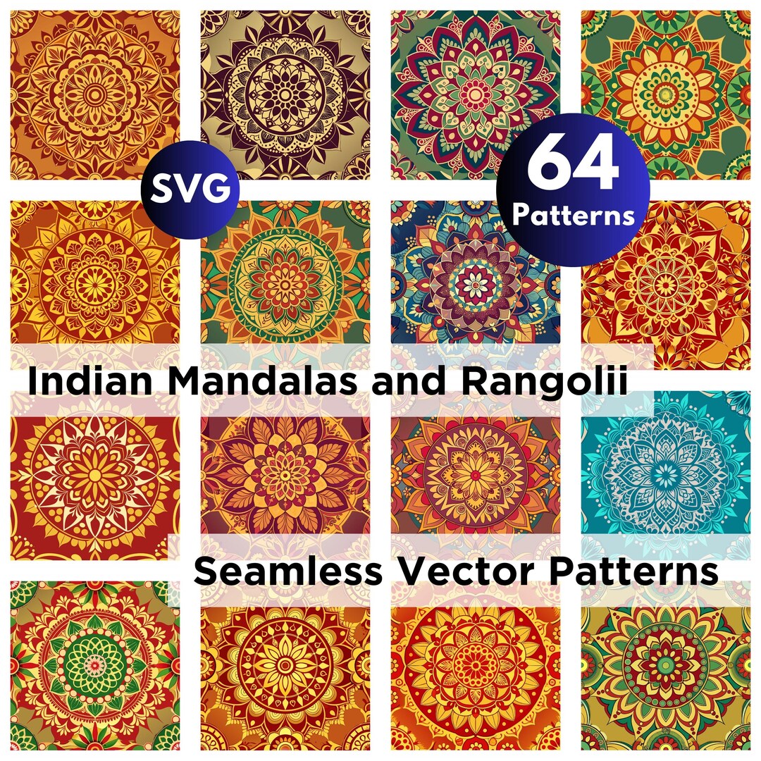 Vector Seamless Pattern of Indian Mandalas, Indian Mandala and Rangoli ...