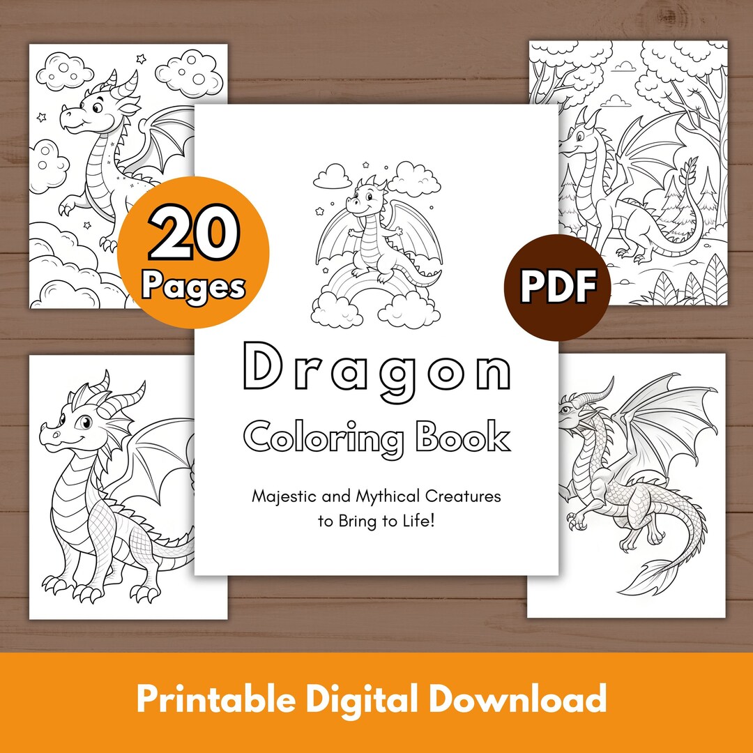 Dragon Coloring Pages, Adults and Kids Dragon Coloring Sheets, PDF ...
