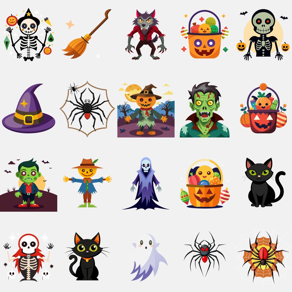 Vector Halloween Theme Clip Art Bundle, 56 Vector SVG Halloween Images ...
