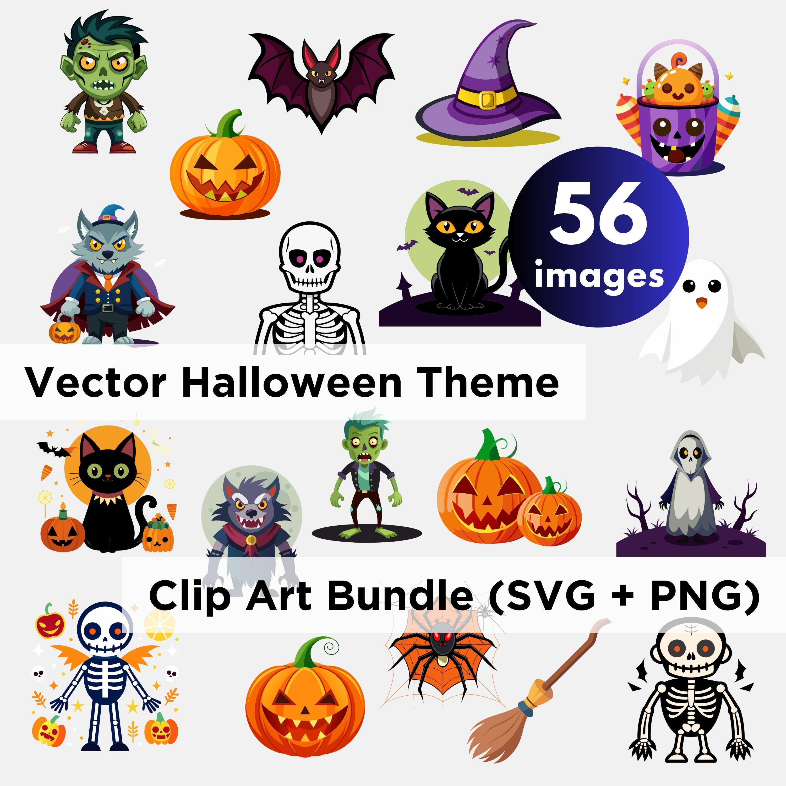 Vector Halloween Theme Clip Art Bundle, 56 Vector SVG Halloween Images ...