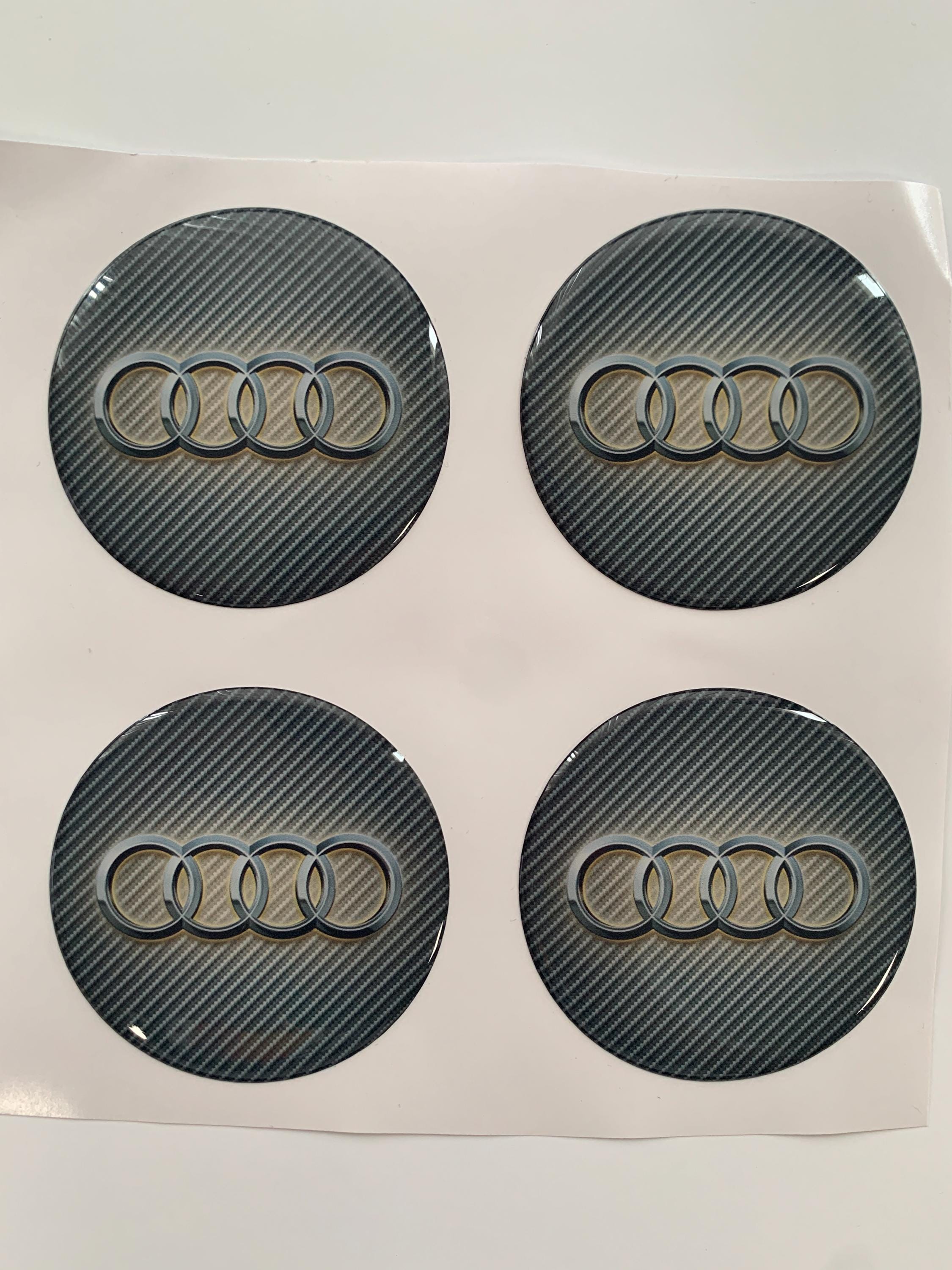 Set of 4 All Sizes Epoxy Emblem Audi Sticker for Wheel Center Hub Cap ...