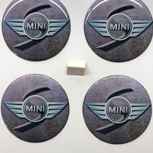 Set of 4 All Sizes Epoxy Emblem Mini Cooper Sticker for Wheel Center ...