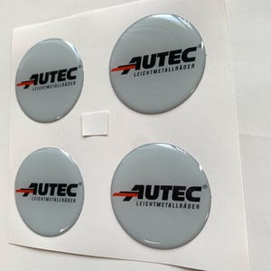 Set of 4 All Sizes Epoxy Emblem AUTEC Sticker for Wheel Center Hub Cap ...