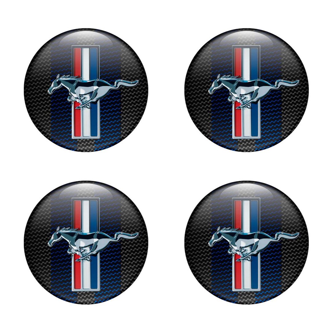 Set of 4 All Sizes Epoxy Emblem Mustang Sticker for Wheel Center Hub ...