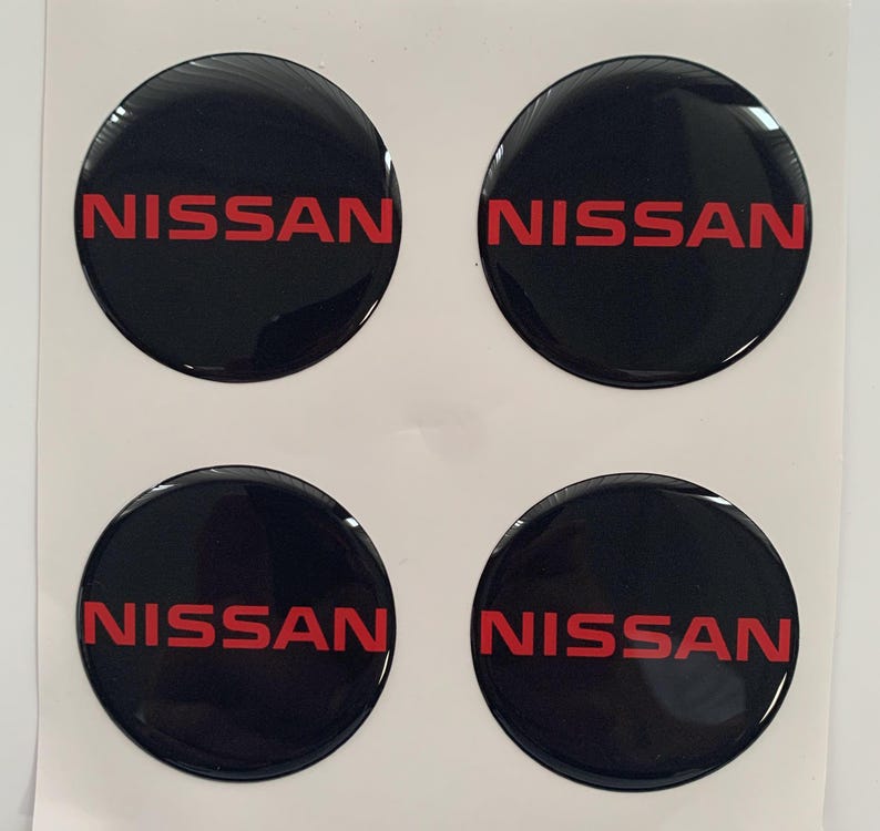 Set of 4 All Sizes Epoxy Emblem Nissan Sticker for Wheel Center Hub Cap ...
