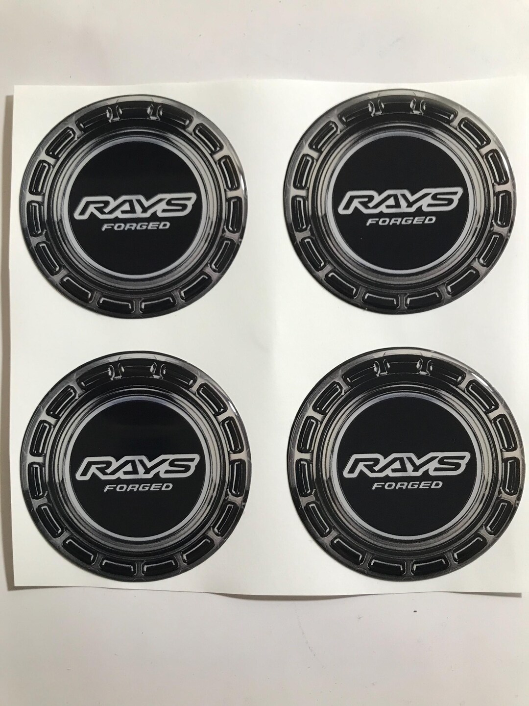 Set of 4 All Sizes Epoxy Emblem Rays Sticker for Wheel Center Hub Cap ...