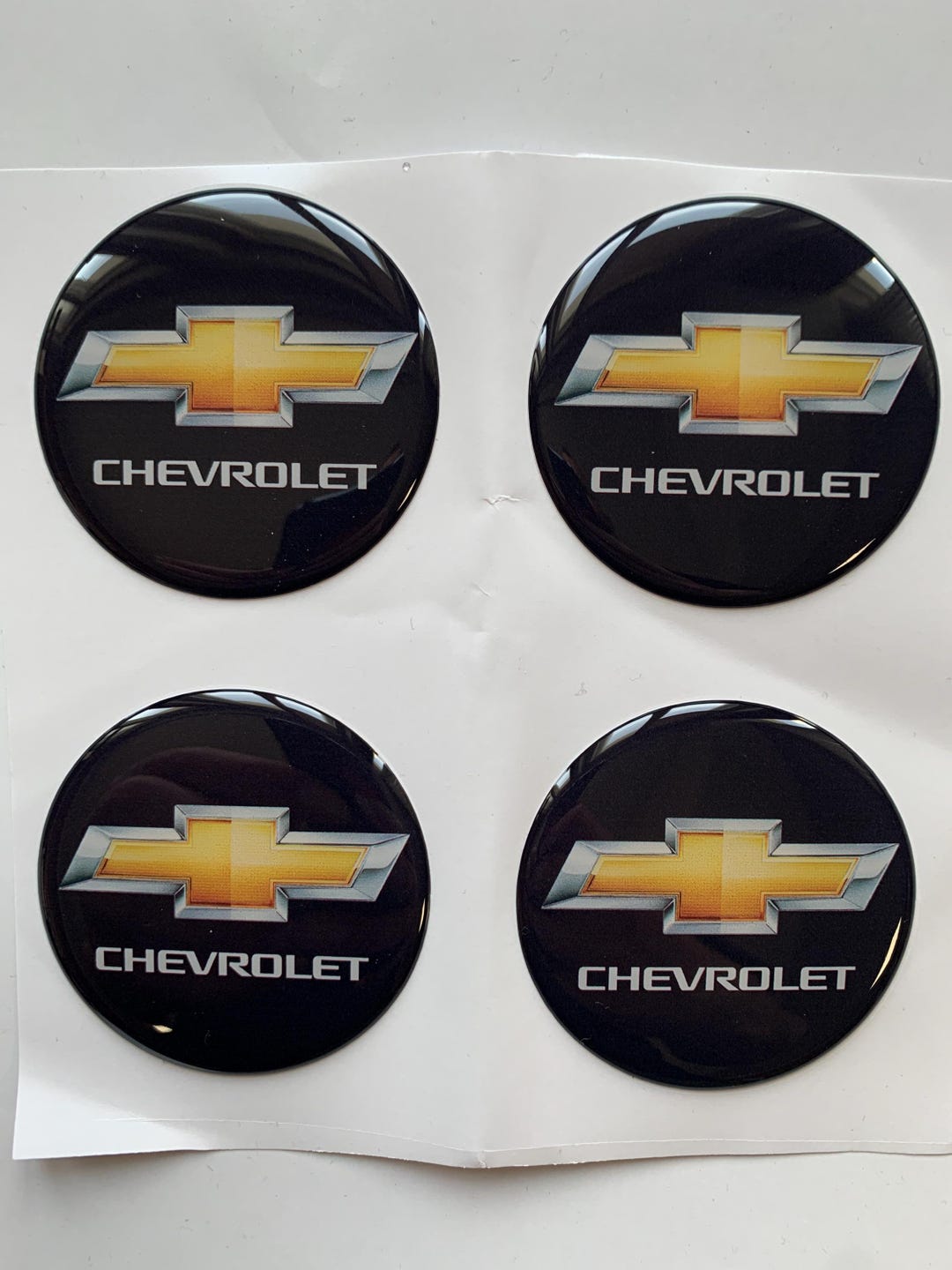 Set of 4 All Sizes Epoxy Emblem Chevrolet Sticker for Wheel Center Hub ...