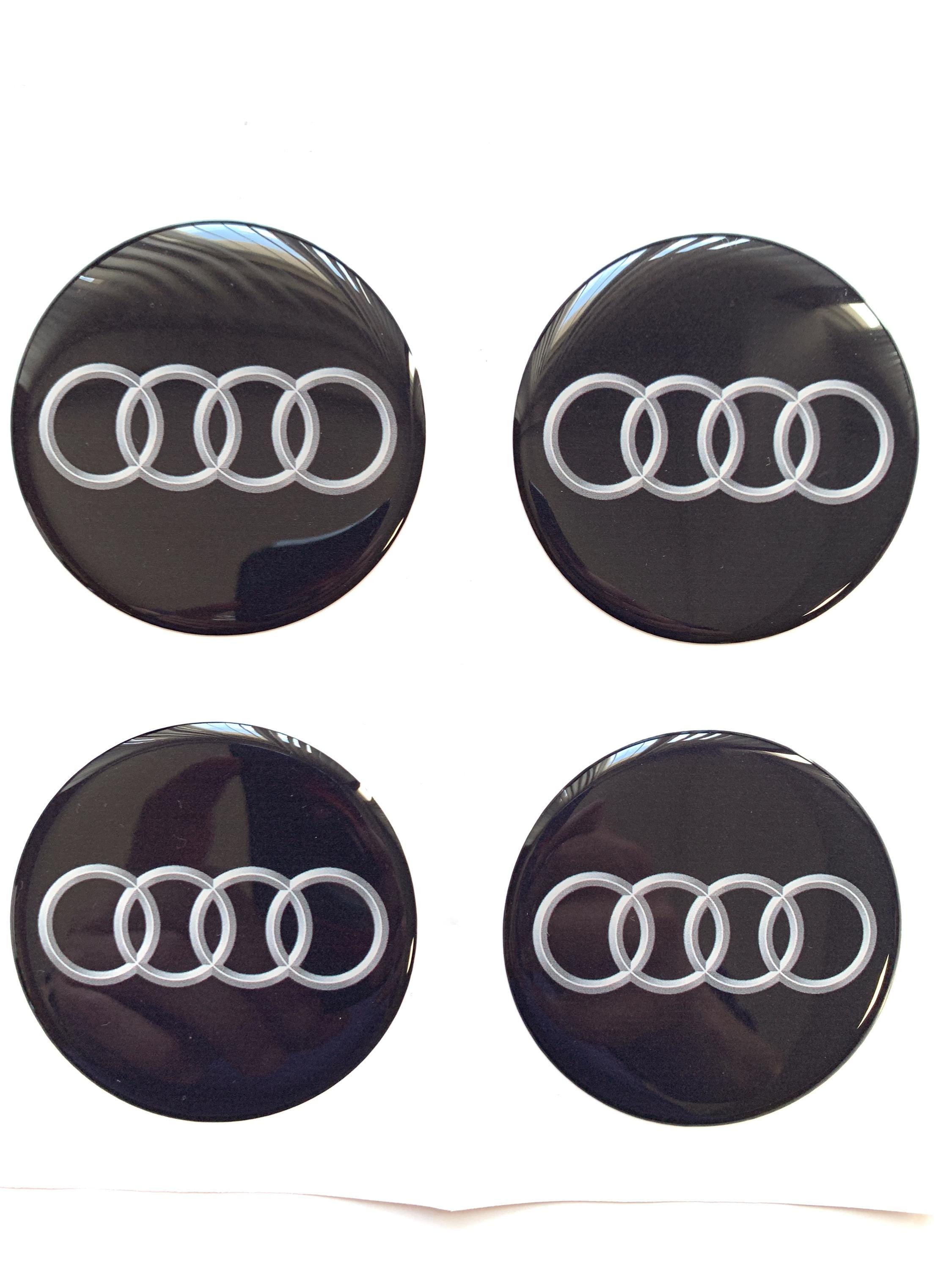 Set of 4 All Sizes Epoxy Emblem Audi Sticker for Wheel Center Hub Cap ...