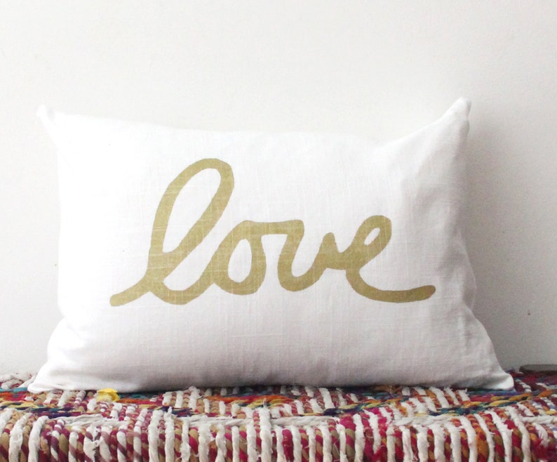 Love Pillow / Metallic Love Throw Pillow / Love Decor | Etsy