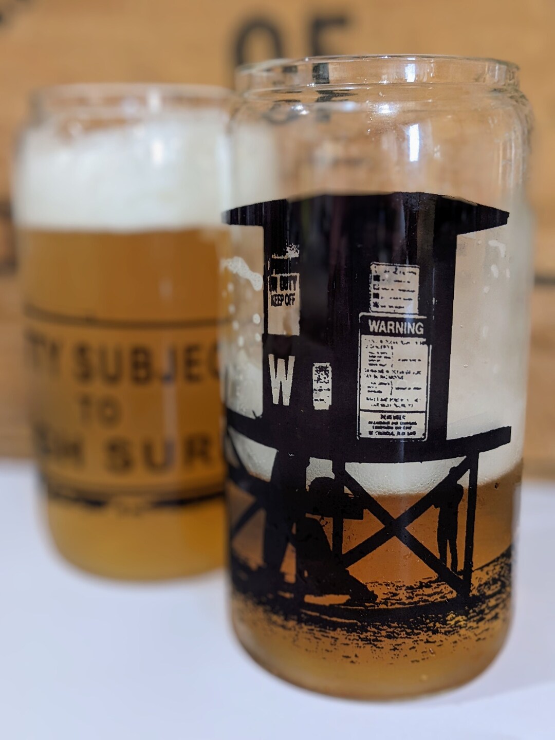 The Wedge Surf Spot Set of 2 Beer Can Shaped Glasses - Etsy