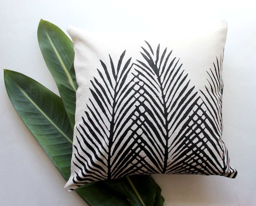 Palm Leaf Decor / Leaf Print / Linen Pillow / Palm Leaf Print / Palm ...