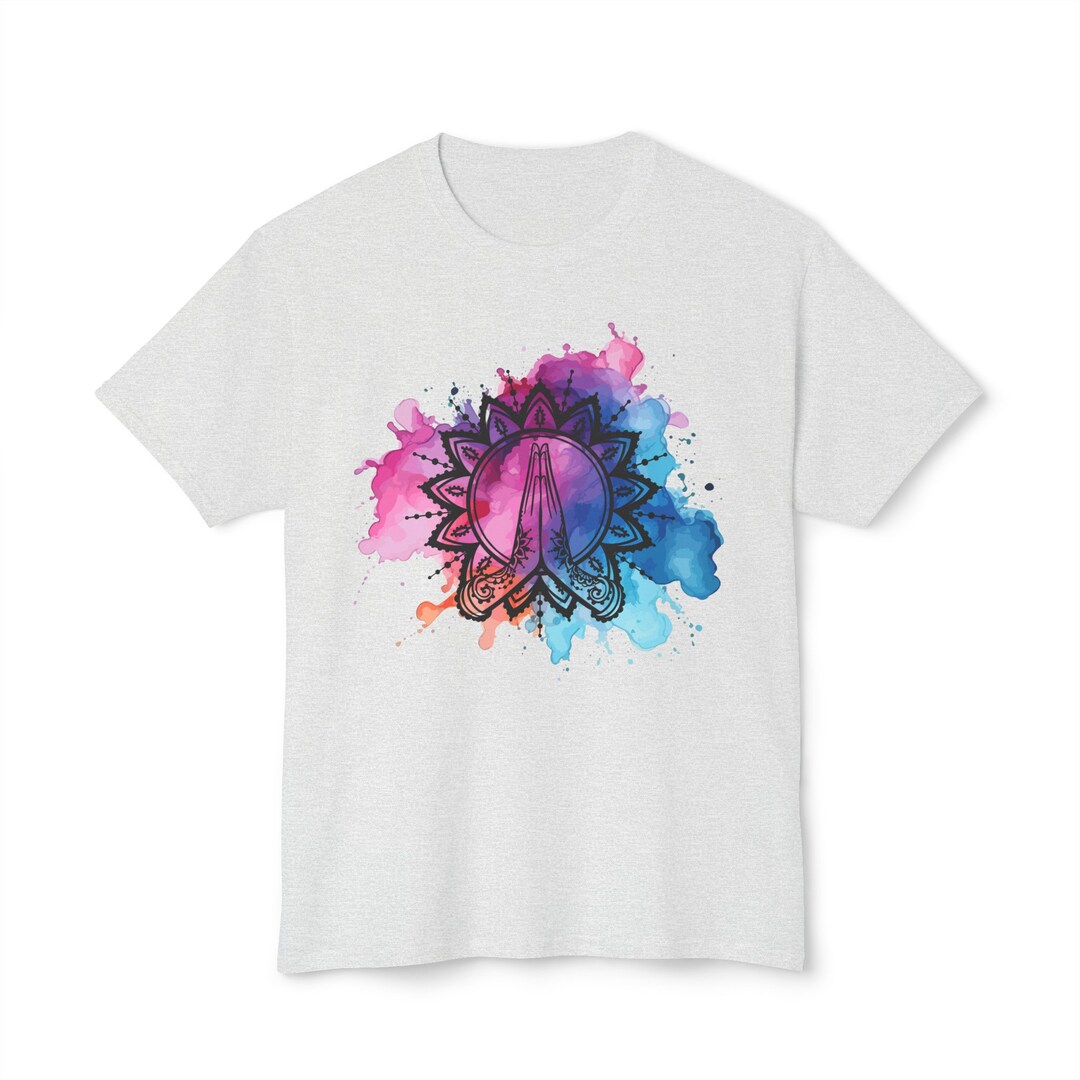 Graphic Tee Watermark Prayer Hands Mindfulness Comfy Tee Colourful Tee ...
