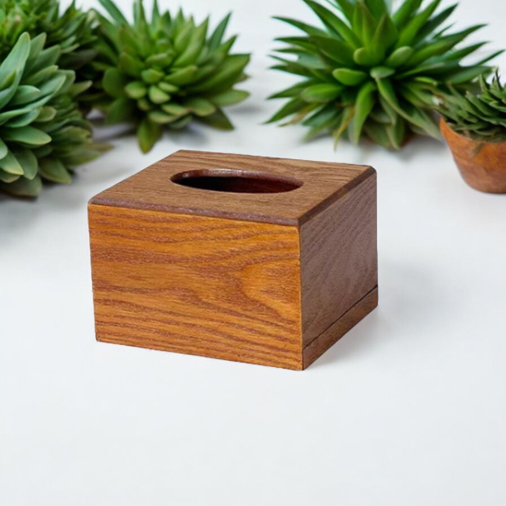 Handmade Wooden Tissue Box Cover Easy Refillable Tissue Holder Stylish ...