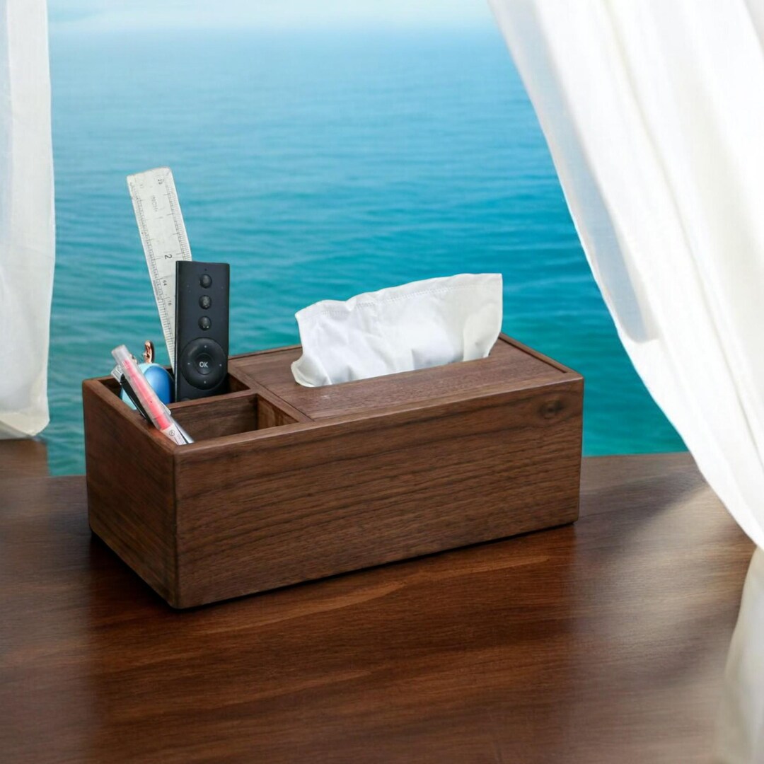Handmade Walnut Wood Tissue Box Holder, Wooden Tissue Box Cover, Dining ...
