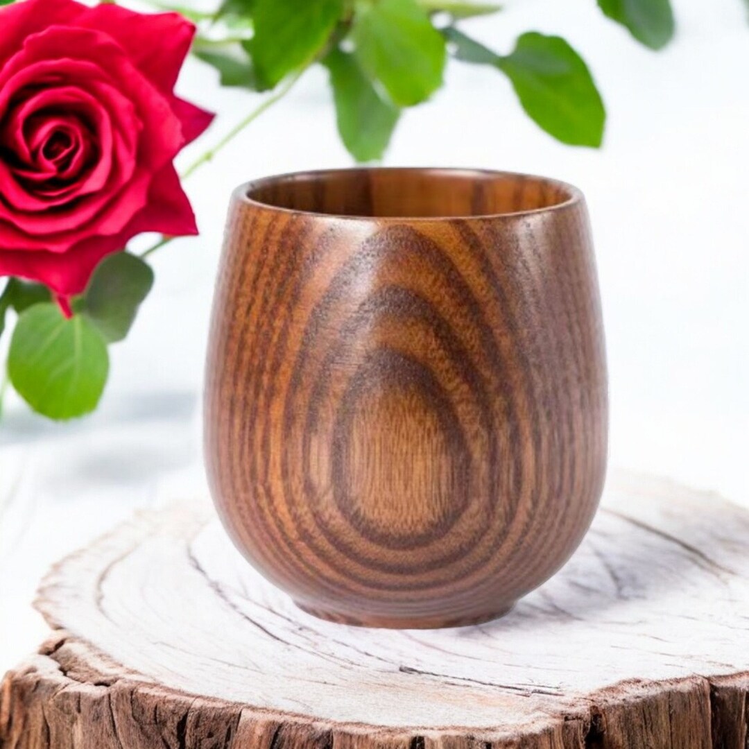 Handmade Wooden Cups Olive Wood Mugs for Hot & Cold Drinks Natural Wood ...