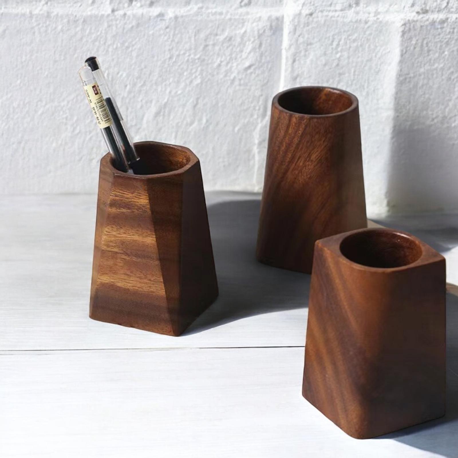 Wooden Desk Pen Holder Black Walnut Office Organizer Choose From 3 ...