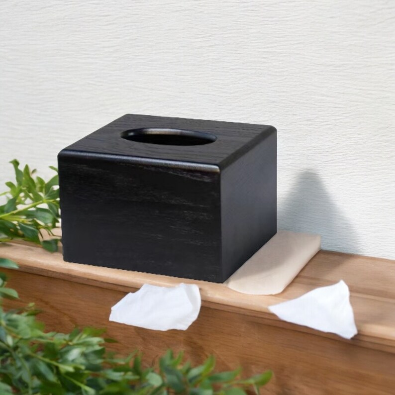 Handmade Wooden Tissue Box Cover Easy Refillable Tissue Holder Stylish ...
