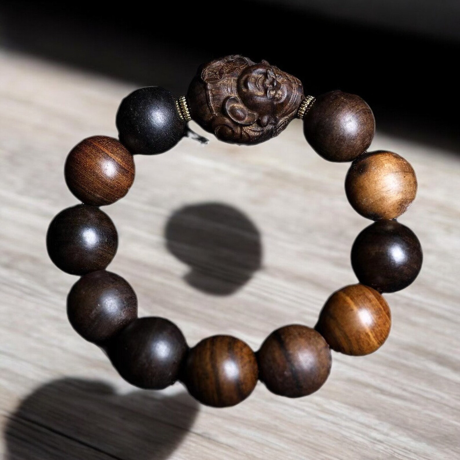 Handmade Wooden Bead and Dark Brown Bracelet Set of 2 Boho Jewelry One Size Free Shipping Eco ...